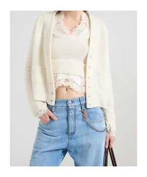 Ermanno Scervino Lace-trim V-neck Cardigan