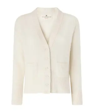 Ermanno Scervino Pure Cashmere V-neck Cardigan With Wool Lace Details - White