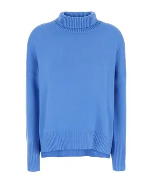 LISA YANG Ribbed Turtleneck Knitted Sweater - Light Blue