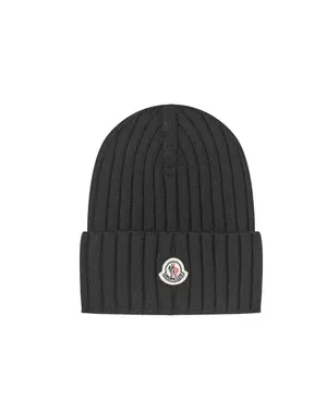Moncler Rib Knitted Hat - Black