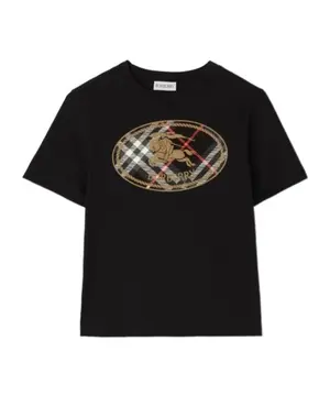 Burberry Check Knight Stamp Cotton T-shirt - Black