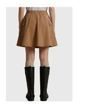 Moncler Cotton Blend A-line Mini Skirt With Cargo Pockets And Drawstring Waist - No