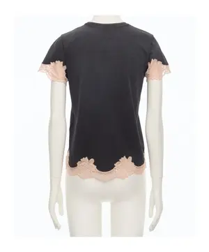 Valentino Garavani Lace Trimmed Cropped T-shirt
