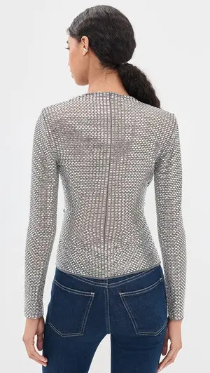 SELF-PORTRAIT Rhinestone Mesh Wrap Top