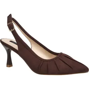 French Connection Ruched Kitten Heel Slingback Pumps - Brown