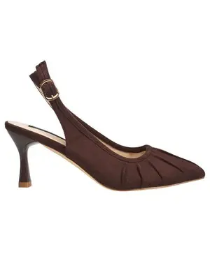 French Connection Ruched Kitten Heel Slingback Pumps - Brown