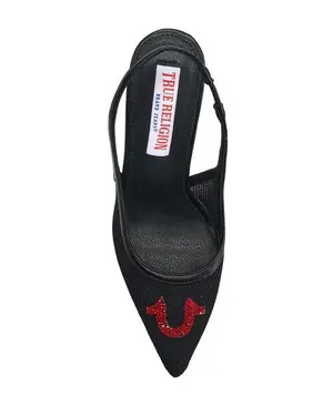 True Religion Mesh Horseshoe Logo Stiletto Slingback Pumps