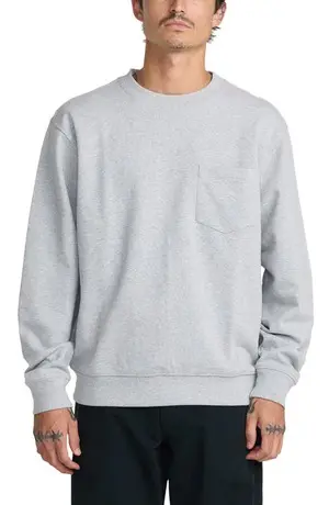 Rvca Dayshift Pocket Crewneck Sweatshirt - Heather Grey