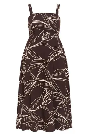 City Chic Athena Sketch Floral Print Dress