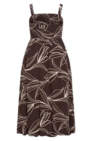 City Chic Athena Sketch Floral Print Dress