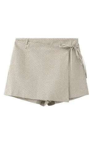 Mango Checkered Tie Waist Skort