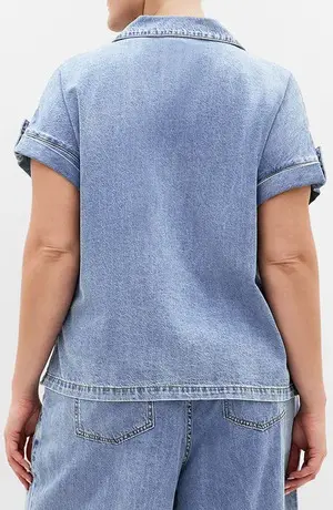 City Chic Cotton Denim Shirt - Light Denim