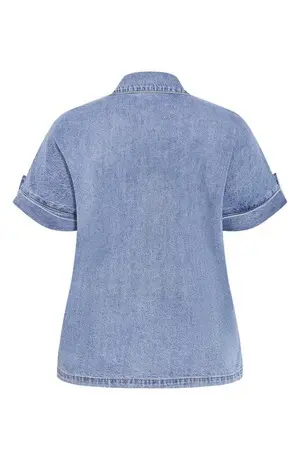 City Chic Cotton Denim Shirt - Light Denim