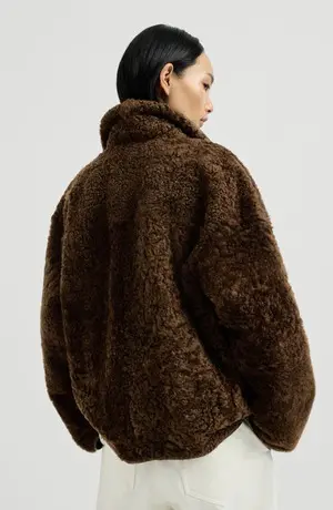 Brunello Cucinelli Fuzzy Shearling Reversible Outerwear Jacket With Monili
