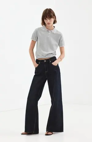 Mango Stripe Polo Sweater - Navy