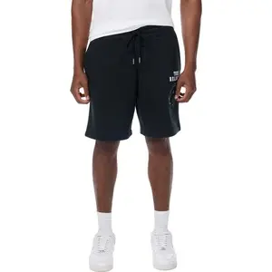 True Religion Buddha Logo Fleece Shorts - Jet Black