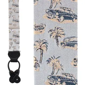 Trafalgar Summer Cruise Nights Silk Novelty Button End Suspenders - Silver