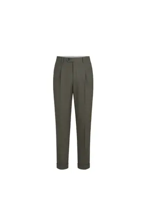 Brunello Cucinelli Virgin Wool Canvas Trousers With Pleat