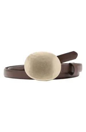 Mango Rounded Buckle Leather Belt - Chocolate