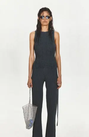 Mango Ribbed Open Back Top