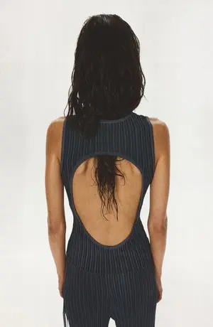 Mango Ribbed Open Back Top