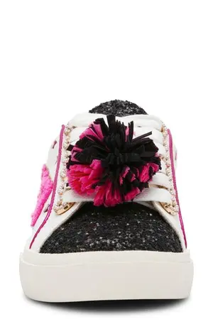 Betsey Johnson Piper Cheer Sneaker With Pompom Embellishment