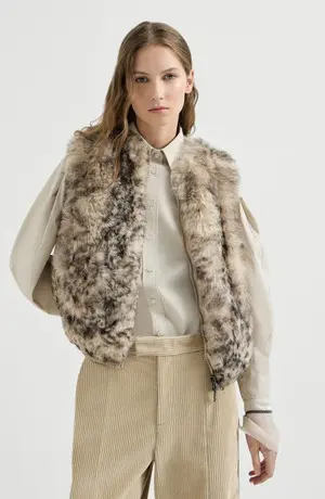 Brunello Cucinelli Lynx-effect Shearling Reversible Vest - Light Brown