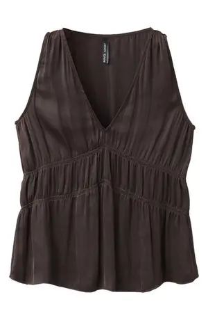 Mango Ruched V-neck Top
