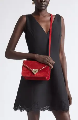 Valentino Garavani Small Rockstud Shoulder Bag - Red