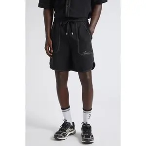 Amiri Script Garment Dyed Linen Blend Shorts - Black