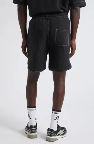 Amiri Script Garment Dyed Linen Blend Shorts - Black