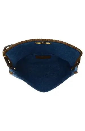 Valentino Garavani Small Devain Embroidered Denim Shoulder Bag
