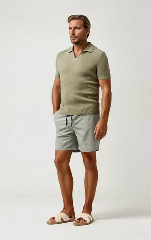 Stone Rose Horizontal Striped Swim Trunk - Olive