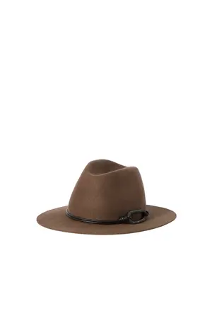 Brunello Cucinelli Felt Fedora With Leather And Monili Band
