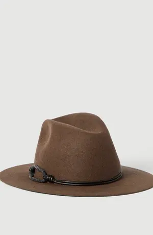 Brunello Cucinelli Felt Fedora With Leather And Monili Band