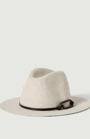 Brunello Cucinelli Felt Fedora With Leather And Monili Band - Panama