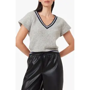 Habitual Ribbed Short Sleeve Sweater - Heather Grey