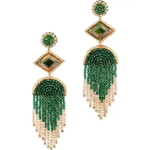 Deepa Gurnani Sneha Chandelier Earrings - Emerald