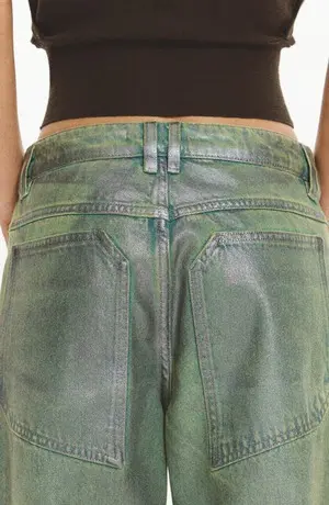 Mango Coated Wide Leg Jeans