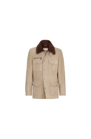 Brunello Cucinelli Waxed Shearling Safari Jacket