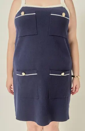 English Factory Contrast Trim Patch Pocket Dress