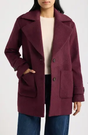 Bernardo Wool Blend Coat - Cherry Lacquer
