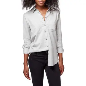 Topshop Herringbone Chambray Shirt - Grey