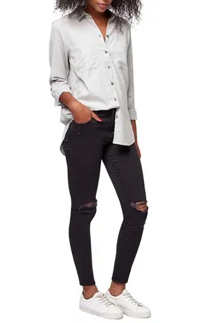 Topshop Herringbone Chambray Shirt