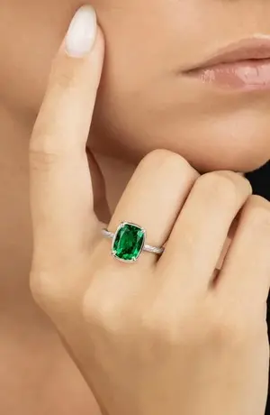Sterling Forever Sterling Mini Emerald Ring - Silver
