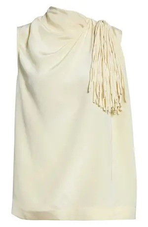 Altuzarra Alden Fringe Silk Top - Macadamia