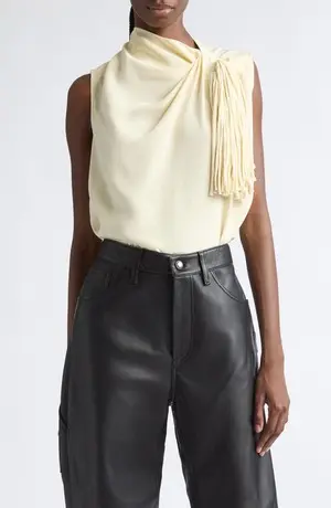 Altuzarra Alden Fringe Silk Top - Macadamia