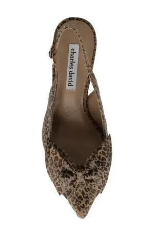 CHARLES DAVID Antella Faux Leather Slingback Pump - Tan-dark Brown-leopard