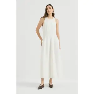 Brunello Cucinelli Viscose And Linen Fluid Twill Dress - White
