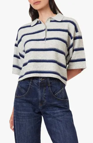 Habitual Stripe Rugby Polo Sweater - Heather Grey